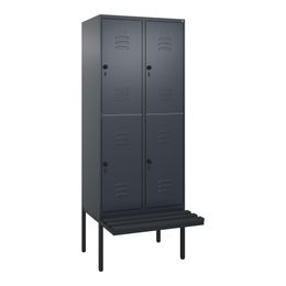C+P Doppelstock-Spind Classic PLUS, Bank, 2 Abteile, 2120x800x815mm, 7016/7016 Verschluss Sicherheits-Drehriegel Sitzbanktyp auskragend Material Sitzf (0803407-22|S10117)