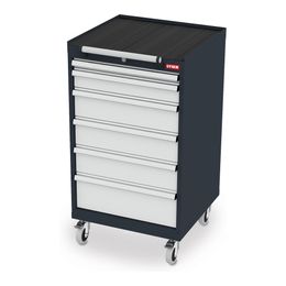 STIER Mobiler Schubladenschrank mit 6 Schubladen, 600x575x1090, Lichtgrau und Anthrazitgrau (906242)