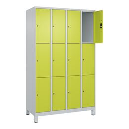 C+P Schlie&szlig;fachschrank Classic PLUS, F&uuml;&szlig;e, 4 Abteile, 1950x1200x500mm, 7035/0024 Innenh&ouml;he Gefach oben (oberes 599 mm Front 1108060 RDS Viridingr&uuml;n ; (080010-403|S10010)