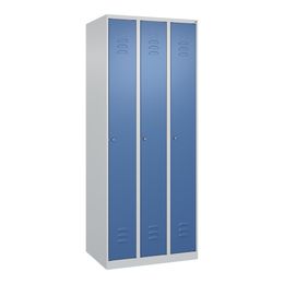 C+P Spind Classic PLUS, 3 Abteile, 1850x750x500mm, 7035/5023 Verschluss Zylinderschloss 3 Garderobenhaken ; C + P M&ouml;belsysteme (080000-39|S10027)