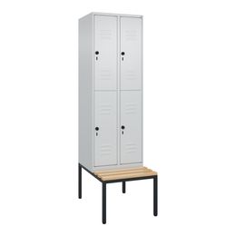 C+P Doppelstock-Spind Classic PLUS, Bank, 2 Abteile, 2120x600x815mm, 7035/7035 Verschluss Sicherheits-Drehriegel Sitzbanktyp untergebaut Material Sitz (0803507-20|S10009)