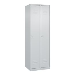 C+P Spind Classic PLUS, 2 Abteile, 1850x600x500mm, 7035/7035 Verschluss Zylinderschloss 4 Garderobenhaken Trennwand mittig ; C + P M&ouml;belsysteme (080000-20F|S10022)