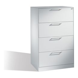 C+P Hängeregistraturschrank Asisto für Hängehefter DIN A4, 4 Schubladen, zweibahnig Front Lichtgrau Korpus Lichtgrau ; C + P Möbelsysteme (146223-412|S00002)