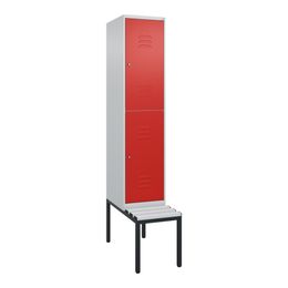 C+P Doppelstock-Spind Classic PLUS, Bank, 1 Abteil, 2120x400x815mm, 7035/3020 Verschluss Zylinderschloss Sitzbanktyp untergebaut Material Sitzfl&auml;che K (0803507-12|S10017)
