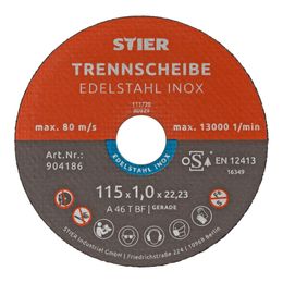 STIER Trennscheibe / Flexscheibe 115 x 1,0 x 22,23 mm gerade Inox / Edelstahl (904186)
