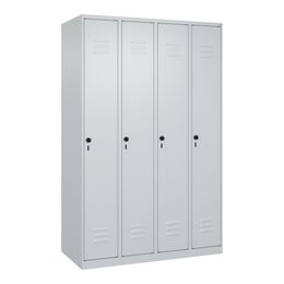C+P Spind Classic PLUS, 4 Abteile, 1850x1200x500mm, 7035/7035 Verschluss Sicherheits-Drehriegel 3 Garderobenhaken ; C + P M&ouml;belsysteme (080000-40|S10008)