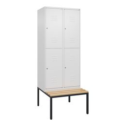 C+P Doppelstock-Spind Classic PLUS, Bank, 2 Abteile, 2120x800x815mm, 9016/9016 Verschluss Zylinderschloss Sitzbanktyp untergebaut Material Sitzfl&auml;che (0803507-22|S10104)