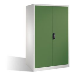 C+P Werkzeugschrank XXL mit Dreht&uuml;ren, innen 4 B&ouml;den, H1950xB1200xT800mm Front Resedagr&uuml;n Korpus Lichtgrau ; C + P M&ouml;belsysteme (8934-00|S10196)