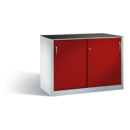 C+P Werkzeug-Beistellschrank mit Schiebet&uuml;ren, innen 2 x 1 Boden, H1000xB1600xT600mm Front Rubinrot Korpus Lichtgrau ; C + P M&ouml;belsysteme (2166-09|S10043)