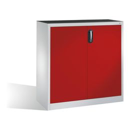 C+P Werkzeug-Beistellschrank mit Dreht&uuml;ren, innen 2 B&ouml;den, H1200xB1200xT500mm Front Rubinrot Korpus Lichtgrau ; C + P M&ouml;belsysteme (8531-000|S10147)