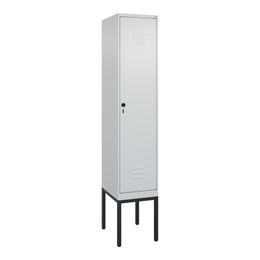 C+P Spind Classic PLUS, Gestell, 1 Abteil, 2120x400x500mm, 7035/7035 Verschluss Sicherheits-Drehriegel 4 Garderobenhaken Trennwand mittig ; C + P M&ouml;be (0800307-12F|S10009)