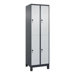 C+P Doppelstock-Spind Classic PLUS, F&uuml;&szlig;e, 2 Abteile, 1950x600x500mm, 7016/7035 ; C + P M&ouml;belsysteme (080310-20|S10013)