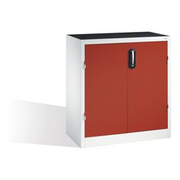C+P Schwerlast-Beistellschrank mit Dreht&uuml;ren, innen 1 Boden, H1000xB930xT500mm Front Rubinrot Korpus Lichtgrau ; C + P M&ouml;belsysteme (8821-052|S10270)
