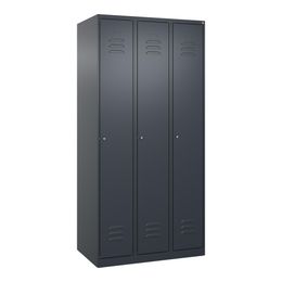 C+P Spind Classic PLUS, 3 Abteile, 1850x900x500mm, 7016/7016 Verschluss Zylinderschloss 4 Garderobenhaken Trennwand mittig ; C + P M&ouml;belsysteme (080000-30F|S10020)