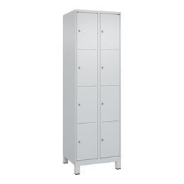 C+P Schlie&szlig;fachschrank Classic PLUS, F&uuml;&szlig;e, 2 Abteile, 1950x600x500mm, 7035/7035 Innenh&ouml;he Gefach oben (oberes 453 mm Front RAL 7035 Lichtgrau ; C + P (080010-204|S10009)