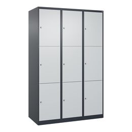 C+P Schlie&szlig;fachschrank Classic PLUS, 3 Abteile, 1850x1200x500mm, 7016/7035 Innenh&ouml;he Gefach oben (oberes 599 mm Front RAL 7035 Lichtgrau ; C + P M&ouml;bel (080000-323|S10011)