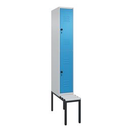 C+P Doppelstock-Spind Classic PLUS, Bank, 1 Abteil, 2120x300x815mm, 7035/5012 Verschluss Sicherheits-Drehriegel Sitzbanktyp untergebaut Material Sitzf (0803507-10|S10109)