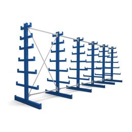 STIER Kragarmregal doppelseitig 5 Felder mit 6 absteigenden Ebenen 6500x2000x500mm enzianblau (905268)
