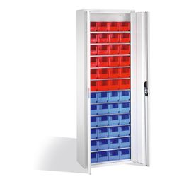 C+P Magazinschrank mit 48 Sichtlagerk&auml;sten, H1980xB700xT300mm Front Lichtgrau Korpus Lichtgrau ; C + P M&ouml;belsysteme (133113-21|S10055)