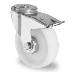 CASCOO Rückenlochlenkrolle mit Totalfeststeller ø 200 mm Serie N0N0 Rollenlager (BPH98W0200N0N0R1W)