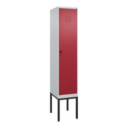C+P Spind Classic PLUS, Gestell, 1 Abteil, 2120x400x500mm, 7035/3003 Verschluss Sicherheits-Drehriegel 4 Garderobenhaken Trennwand mittig ; C + P M&ouml;be (0800307-12F|S10001)