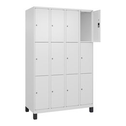 C+P Schlie&szlig;fachschrank Classic PLUS, F&uuml;&szlig;e, 4 Abteile, 1950x1200x500mm, 9016/9016 Innenh&ouml;he Gefach oben (oberes 599 mm Front RAL 9016 Verkehrswei&szlig; ; C (080010-403|S10017)