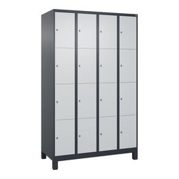 C+P Schlie&szlig;fachschrank Classic PLUS, F&uuml;&szlig;e, 4 Abteile, 1950x1200x500mm, 7016/7035 Innenh&ouml;he Gefach oben (oberes 453 mm Front RAL 7035 Lichtgrau ; C + P (080010-404|S10016)