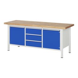 Rau Werkbank höhenverstellbar 8569A2, B2000xT700xH840-1040mm, 3x Schublade-TA, 2x Tür (03-8569A2-207B4H.11)