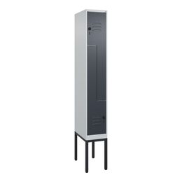 C+P Z-Spind Classic PLUS, Gestell, 2 Fächer, 2120x300x500mm, 7035/7016 Verschluss Sicherheits-Drehriegel ; C + P Möbelsysteme (0800337-102|S10008)