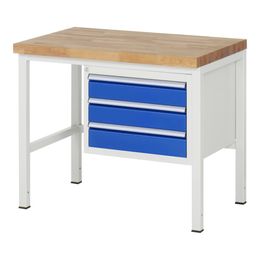Rau Werkbank höhenverstellbar 8127A1, B1000xT700xH840-1040mm, 3x Schublade-TA (03-8127A1-107B4H.11)