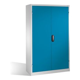 C+P Schwerlast-Werkzeugschrank mit Dreht&uuml;ren, innen 4 B&ouml;den, H1950xB1200xT400mm Front Lichtblau Korpus Lichtgrau ; C + P M&ouml;belsysteme (8930-052|S10192)