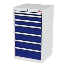 STIER Schubladenschrank mit 7 Schubladen BxTxH 600x575x1020 mm lichtgrau/enzianblau (905049)