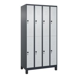 C+P Doppelstock-Spind Classic PLUS, F&uuml;&szlig;e, 4 Abteile, 1950x1000x500mm, 7016/7035 ; C + P M&ouml;belsysteme (080310-49|S10013)