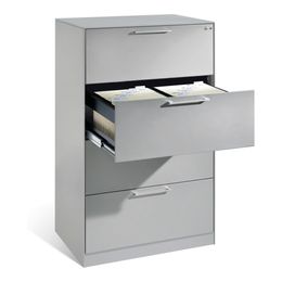 C+P Hängeregistraturschrank Asisto für Hängehefter DIN A4, 4 Schubladen, zweibahnig Weißaluminium ; C + P Möbelsysteme (146223-412|S10054)