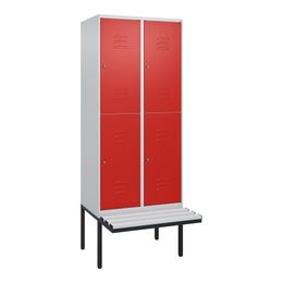 C+P Doppelstock-Spind Classic PLUS, Bank, 2 Abteile, 2120x800x815mm, 7035/3020 Verschluss Zylinderschloss Sitzbanktyp auskragend Material Sitzfl&auml;che K (0803407-22|S10017)