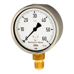 Riegler Kapselfedermanometer, CrNi-Stahl, G 1/2 unten, 0-160 mbar, Ã˜ 100, 6843)