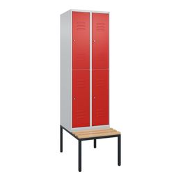 C+P Doppelstock-Spind Classic PLUS, Bank, 2 Abteile, 2120x600x815mm, 7035/3020 Verschluss Zylinderschloss Sitzbanktyp untergebaut Material Sitzfläche (0803507-20|S10092)