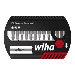 wiha Bit Set FlipSelector Standard 13-tlg. I 25 mm Pozidriv, TORX 1/4" I magnetischer Bithalter I Öffnen per Knopfdruck (39040))