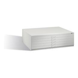 C+P Flachablageschrank für Formate bis DIN A0, 5 Schubladen, H420xB1350xT960mm Front Lichtgrau Korpus Lichtgrau ; C + P Möbelsysteme (7200-000|S00016)