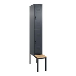 C+P Doppelstock-Spind Classic PLUS, Bank, 1 Abteil, 2120x300x815mm, 7016/7016 Verschluss Sicherheits-Drehriegel Sitzbanktyp untergebaut Material Sitzf (0803507-10|S10012)