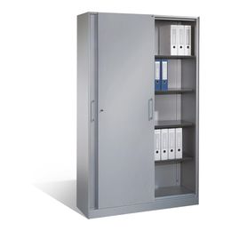C+P Aktenschrank Asisto mit Schiebet&uuml;ren, 5 Ordnerh&ouml;hen, H1980xB1200xT435mm Wei&szlig;aluminium ; C + P M&ouml;belsysteme (142001-000|S10004)