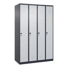 C+P Spind Classic PLUS, 4 Abteile, 1850x1200x500mm, 7016/7035 Verschluss Sicherheits-Drehriegel 4 Garderobenhaken Trennwand mittig ; C + P M&ouml;belsystem (080000-40F|S10017)
