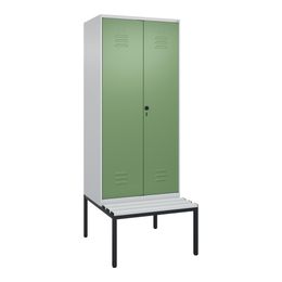 C+P PSA Doppel-Spind Classic PLUS, Bank, 2 Abteile, 2120x800x815mm, 7035/6011 Verschluss Sicherheits-Drehriegel Sitzbanktyp untergebaut Material Sitzf (0800527-22P|S10036)