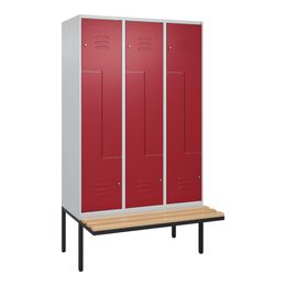 C+P Z-Spind Classic PLUS, Bank, 6 F&auml;cher, 2120x1200x815mm, 7035/3003 Verschluss Zylinderschloss Sitzbanktyp auskragend Material Sitzfl&auml;che Buche-Harth (0800437-326|S10016)