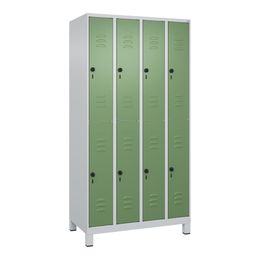 C+P Doppelstock-Spind Classic PLUS, Füße, 4 Abteile, 1950x1000x500mm, 7035/6011 ; C + P Möbelsysteme (080310-49|S10006)