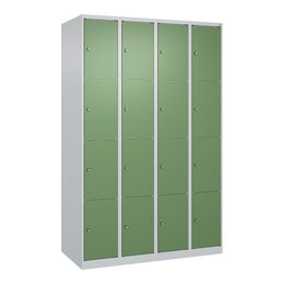 C+P Schlie&szlig;fachschrank Classic PLUS, 4 Abteile, 1850x1200x500mm, 7035/6011 Innenh&ouml;he Gefach oben (oberes 453 mm Front RAL 6011 Resedagr&uuml;n ; C + P M&ouml;be (080000-404|S10006)