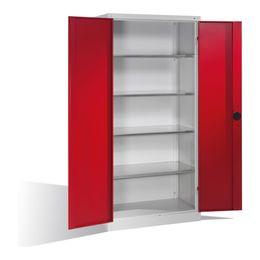 C+P Schwerlast-Werkzeugschrank mit Dreht&uuml;ren, innen 4 B&ouml;den, H1950xB930xT500mm Front Rubinrot Korpus Lichtgrau ; C + P M&ouml;belsysteme (8921-052|S10340)