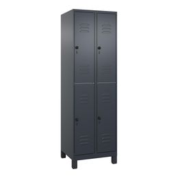 C+P Doppelstock-Spind Classic PLUS, F&uuml;&szlig;e, 2 Abteile, 1950x600x500mm, 7016/7016 ; C + P M&ouml;belsysteme (080310-20|S10012)