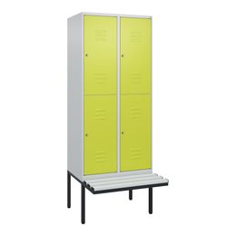 C+P Doppelstock-Spind Classic PLUS, Bank, 2 Abteile, 2120x800x815mm, 7035/0024 Verschluss Zylinderschloss Sitzbanktyp auskragend Material Sitzfl&auml;che K (0803407-22|S10025)