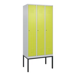 C+P Spind Classic PLUS, Gestell, 3 Abteile, 2120x900x500mm, 7035/0024 Verschluss Zylinderschloss 3 Garderobenhaken ; C + P M&ouml;belsysteme (0800307-30|S10025)